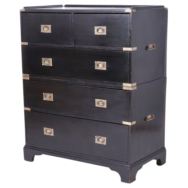 Antique English Ebonized Campaign Chest at 1stDibs