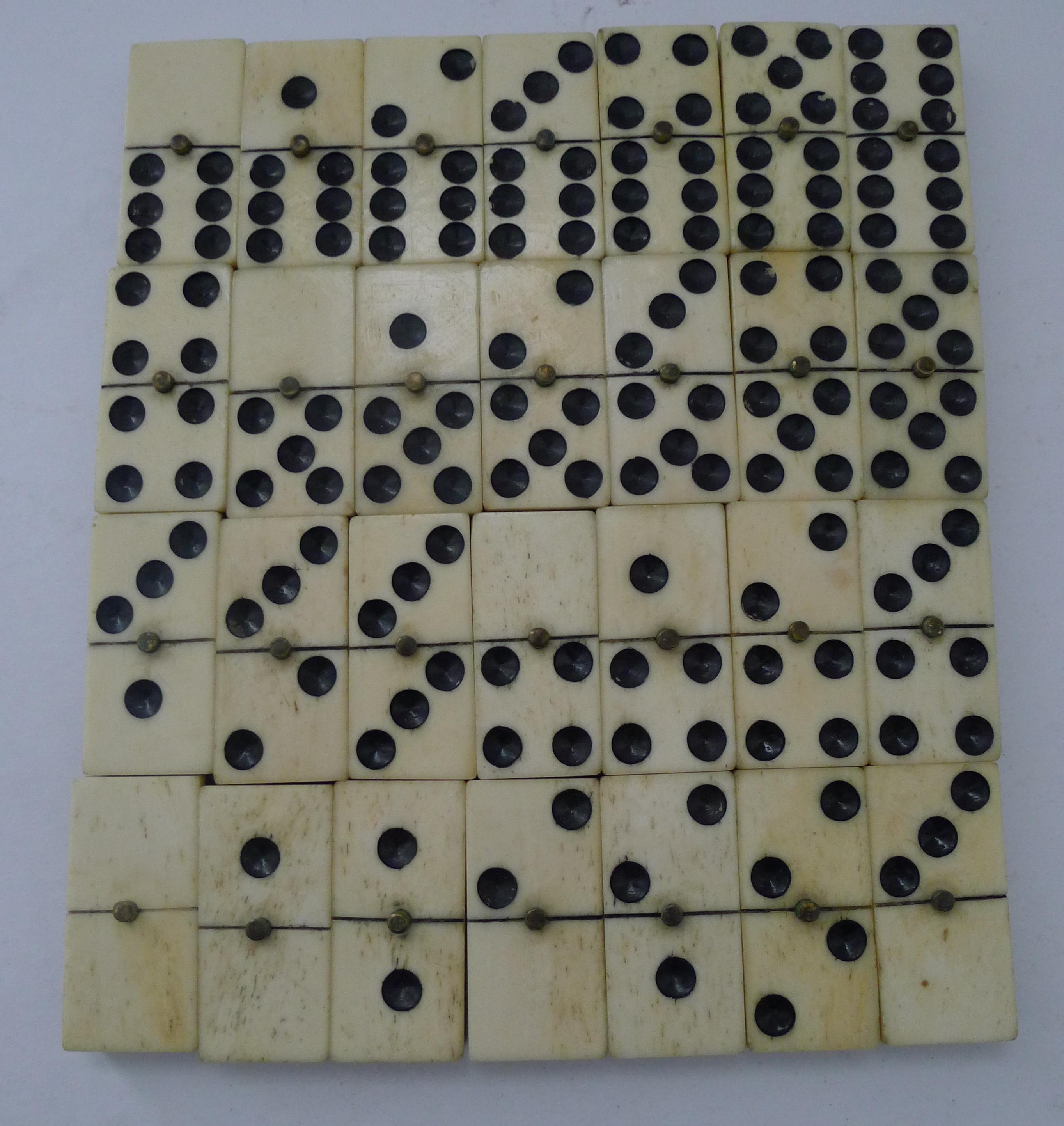 Antique English Ebony and Bone Dominoes c.1910 at 1stDibs