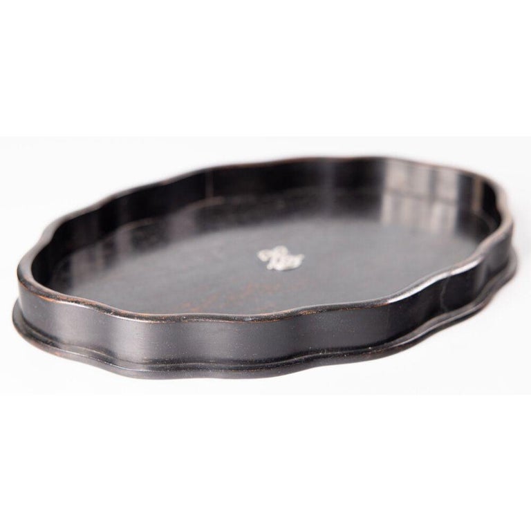 Antique English Ebony and Silver Gallery Tray at 1stDibs