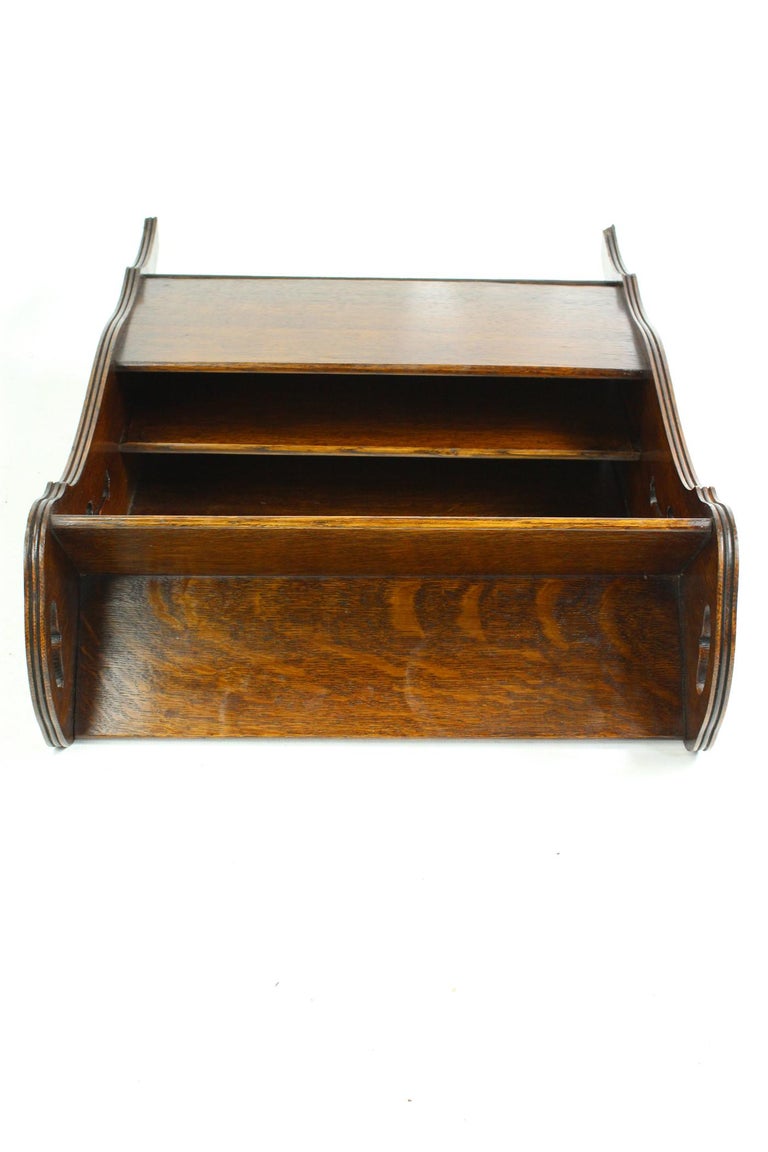 Antique English Edwardian Arts and Crafts Oak Book Trough Magazine ...