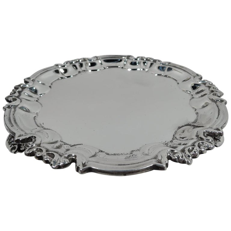 Antique English Edwardian Georgian Sterling Silver Salver Tray For Sale ...