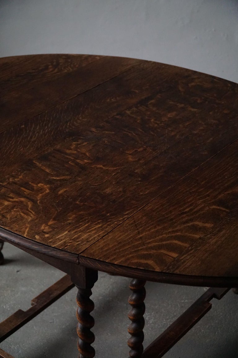 Antique English Edwardian Oak Drop Leaf Gate Leg Table, Late 19th ...