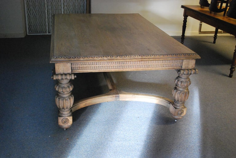 Antique English Edwardian Oak Elizabethan Style Dining Table / Library ...