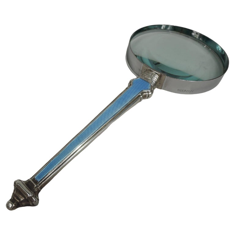 Antique English Edwardian Sterling Silver and Enamel Magnifying Glass ...
