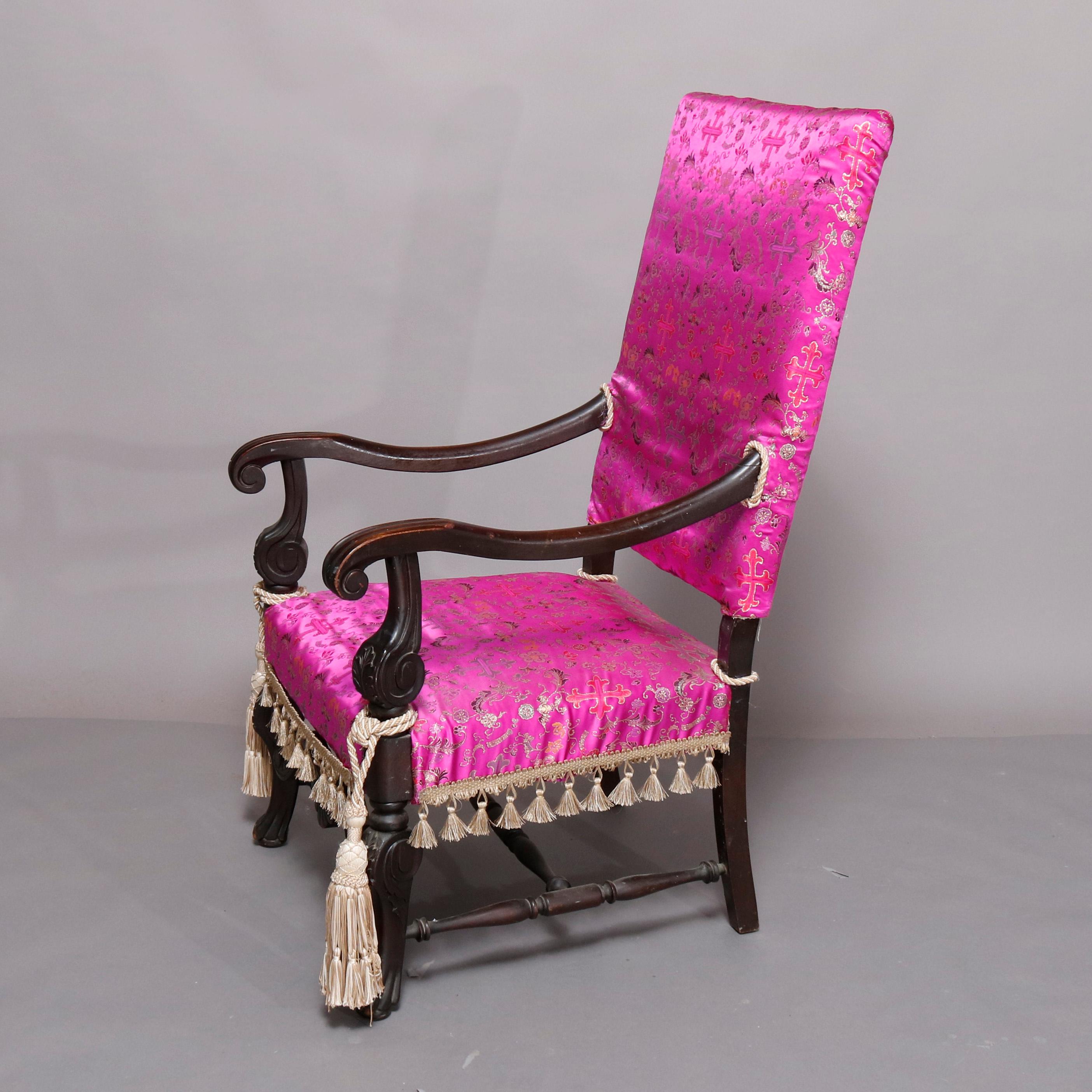 Antique English Elizabethan Style Carved Mahogany Throne Chair and ...