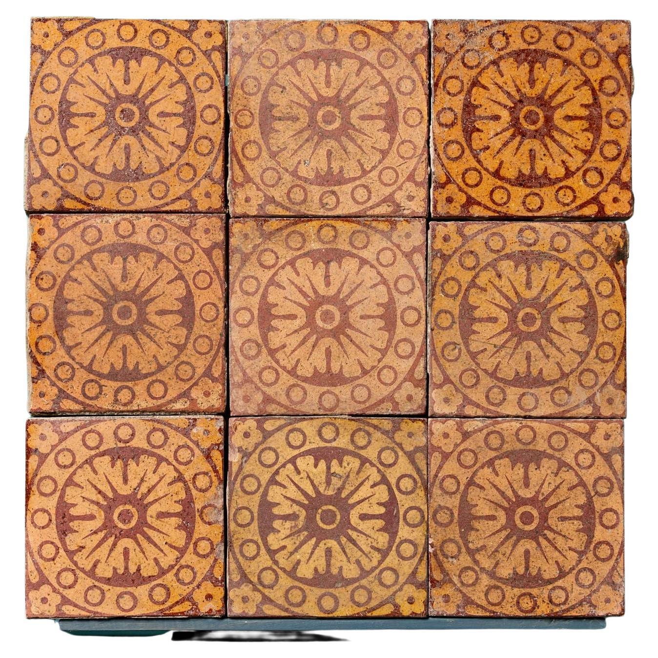 Reclaimed English Encaustic Tiles by W. Godwin of Lugwardine For Sale ...