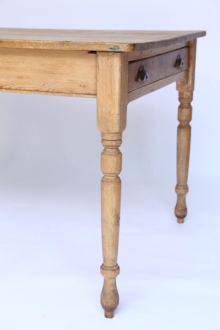 Antique English Farm Table with One Drawer at 1stDibs