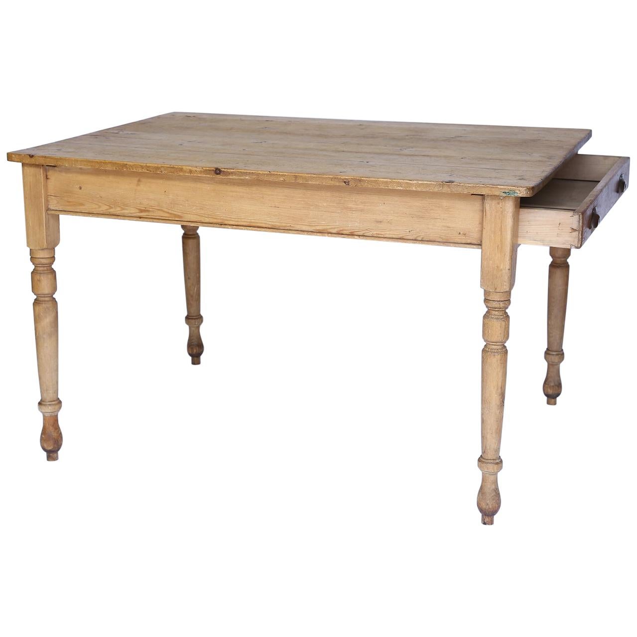 Antique English Farm Table with One Drawer at 1stDibs