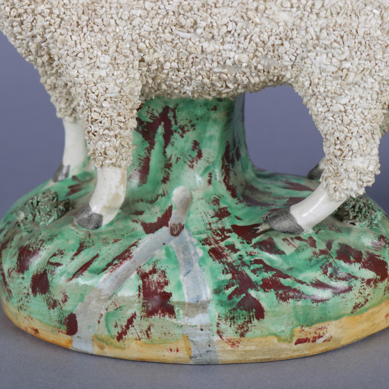 Antique English Figural Porcelain Staffordshire School Sheep Spill ...