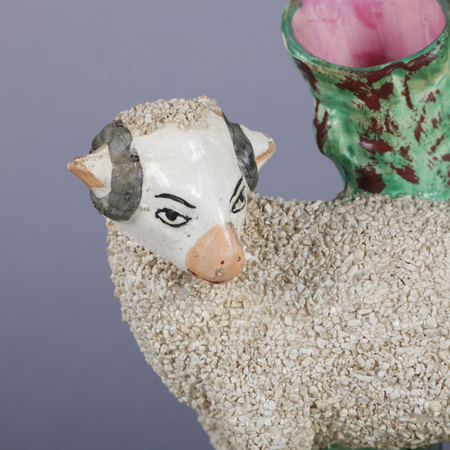 Antique English Figural Porcelain Staffordshire School Sheep Spill ...