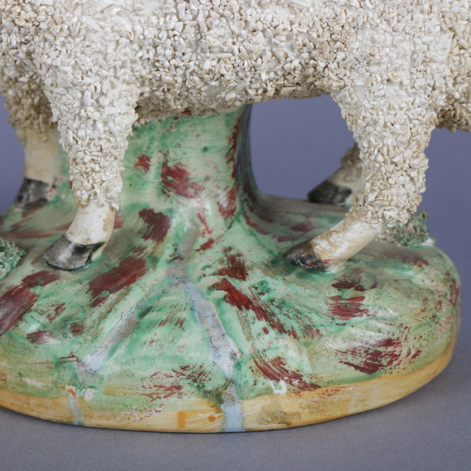 Antique English Figural Porcelain Staffordshire School Sheep Spill ...