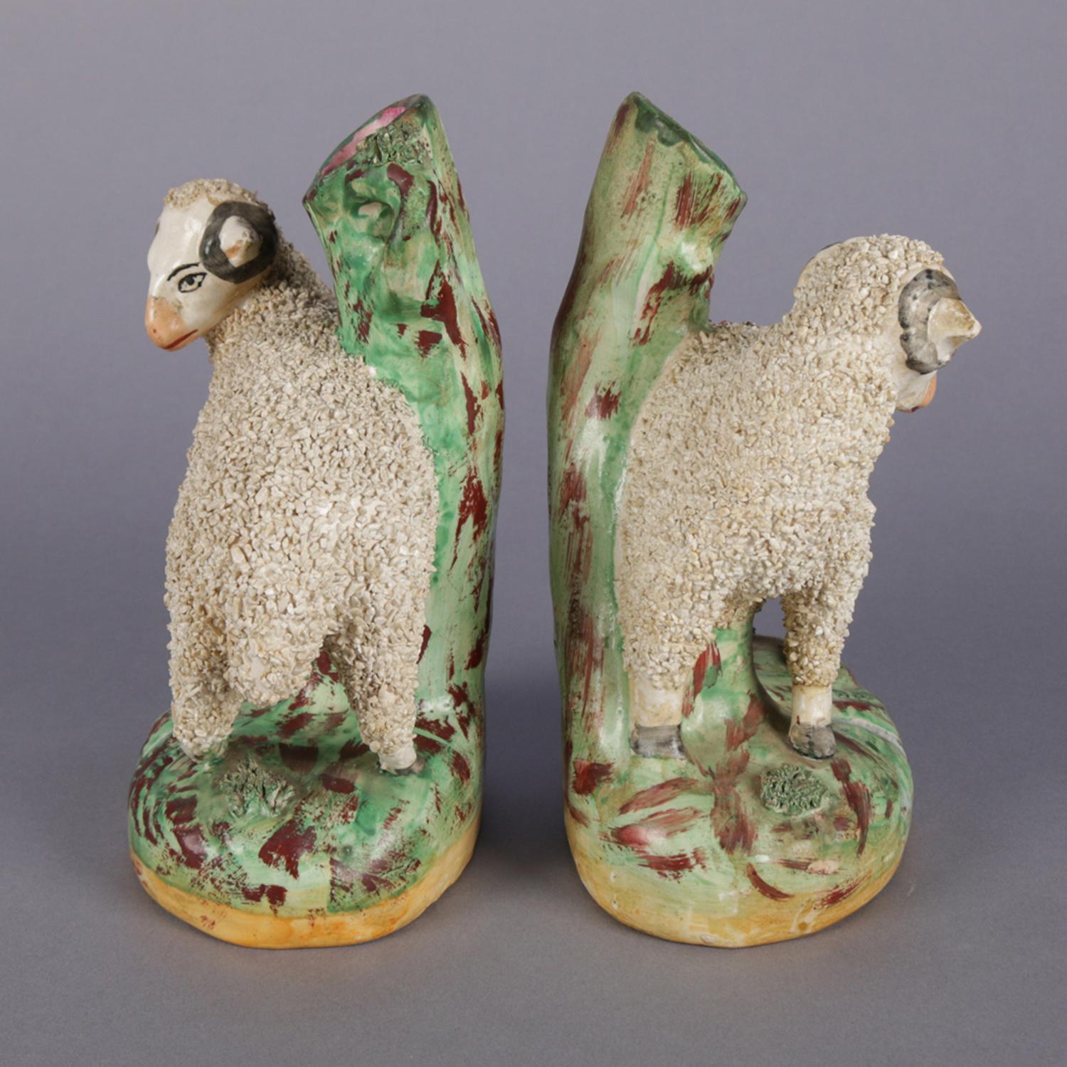 Antique English Figural Porcelain Staffordshire School Sheep Spill ...
