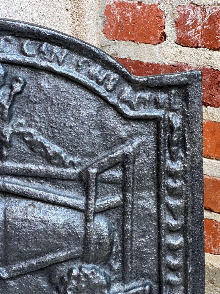 Antique English Fireback Cast Iron Hearth Panel Kitchen Backsplash 19th ...