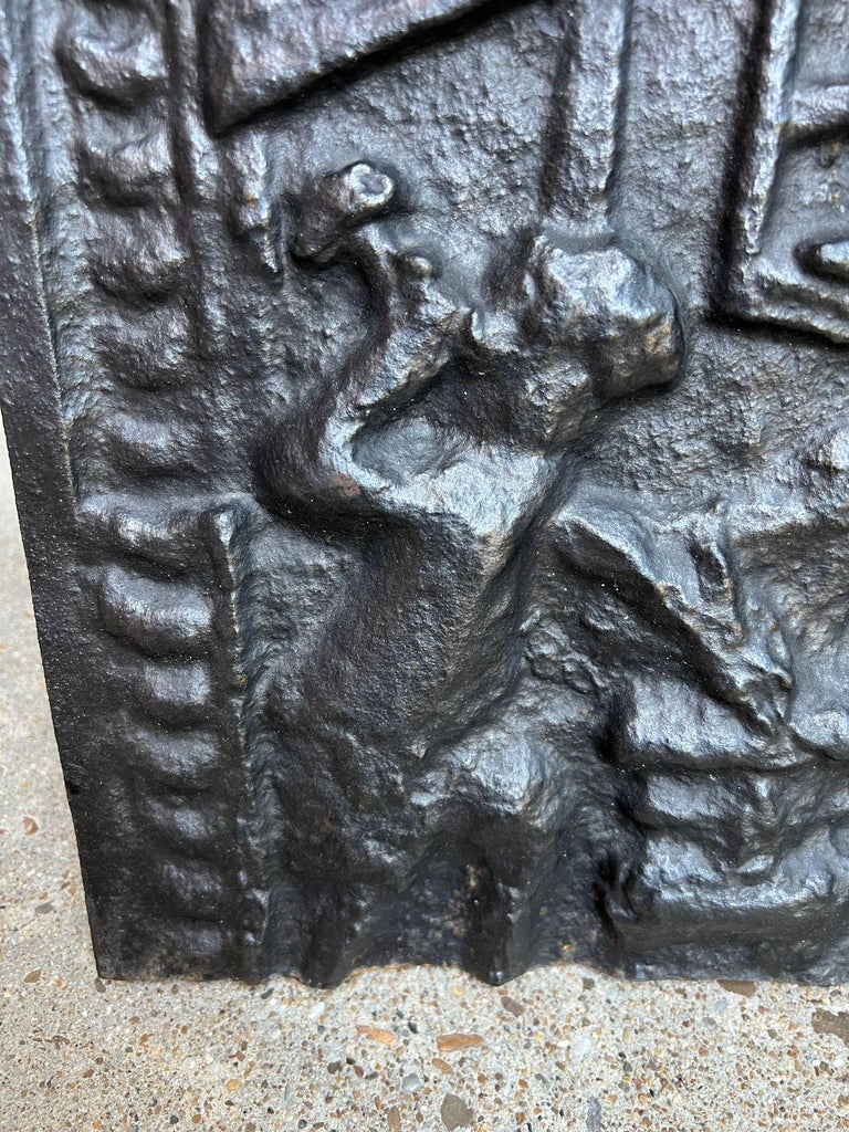 Antique English Fireback Cast Iron Hearth Panel Kitchen Backsplash 19th ...