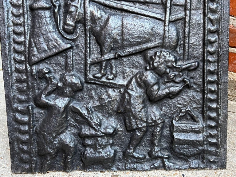 Antique English Fireback Cast Iron Hearth Panel Kitchen Backsplash 19th ...