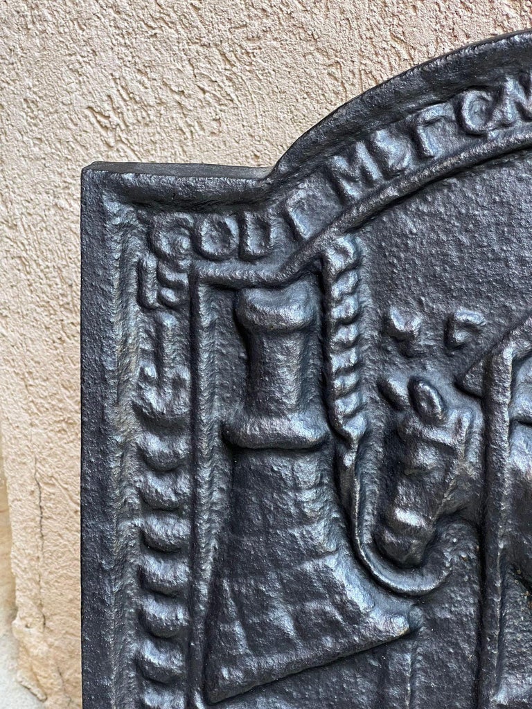 Antique English Fireback Cast Iron Hearth Panel Kitchen Backsplash 19th ...