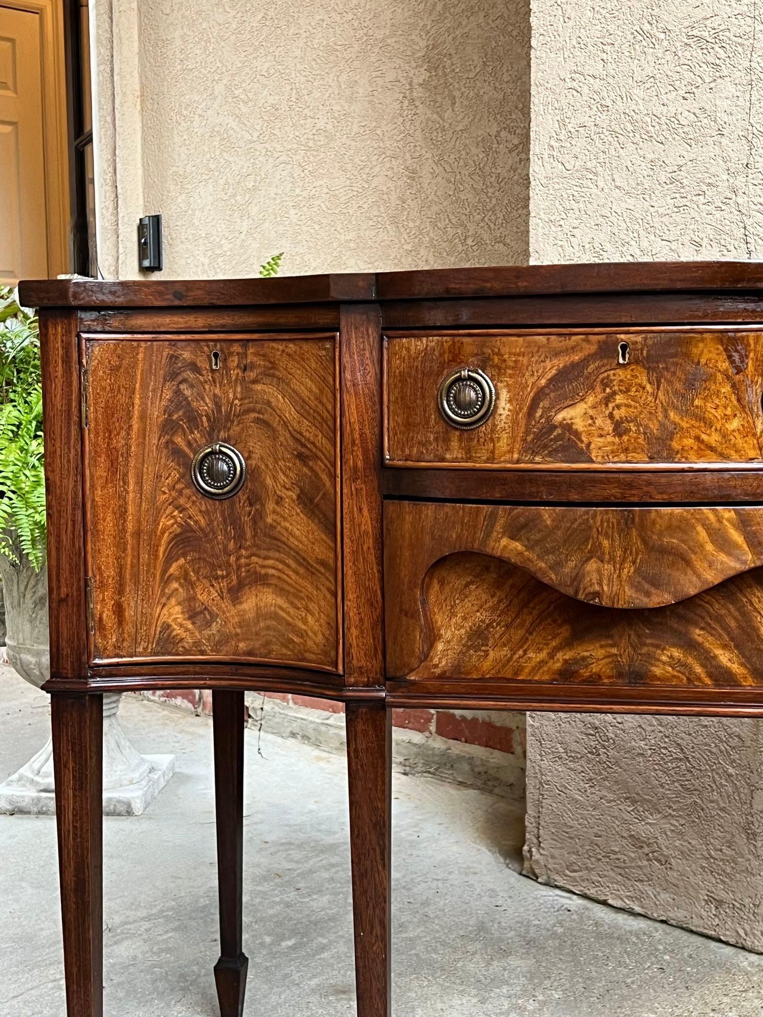 Antique English Flame Mahogany Buffet Sideboard Regency Neoclassical ...