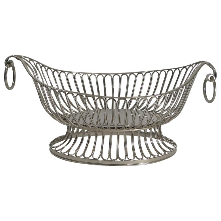 Antique English Footed Silver Plate Bread Basket, circa 1880 at 1stDibs