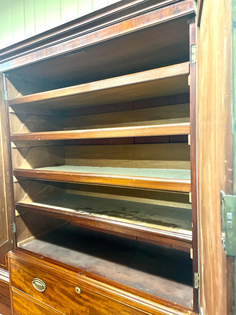 Antique English Geo. IV Bookmatched Figured Mahogany Hepplewhite Linen ...