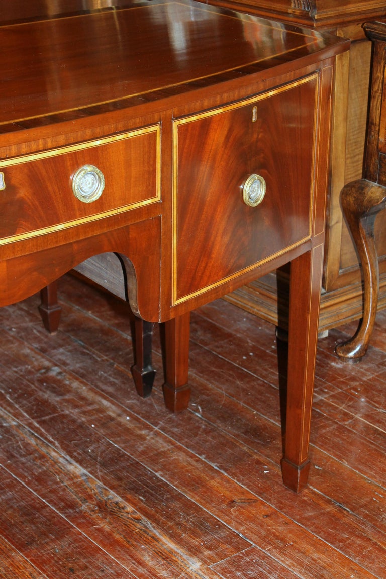 Antique English George III Inlaid Flame Mahogany Hepplewhite Bowfront ...