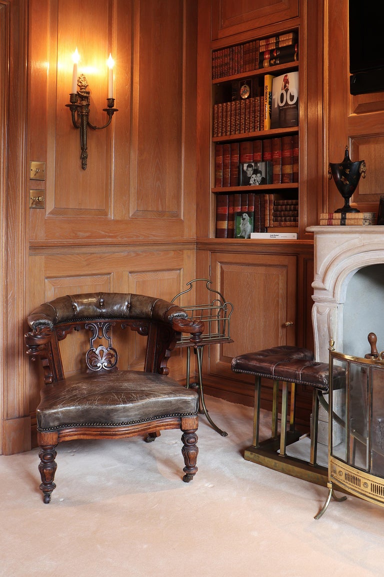 Antique English Georgian Gillows of Lancaster Leather Library Chair C ...