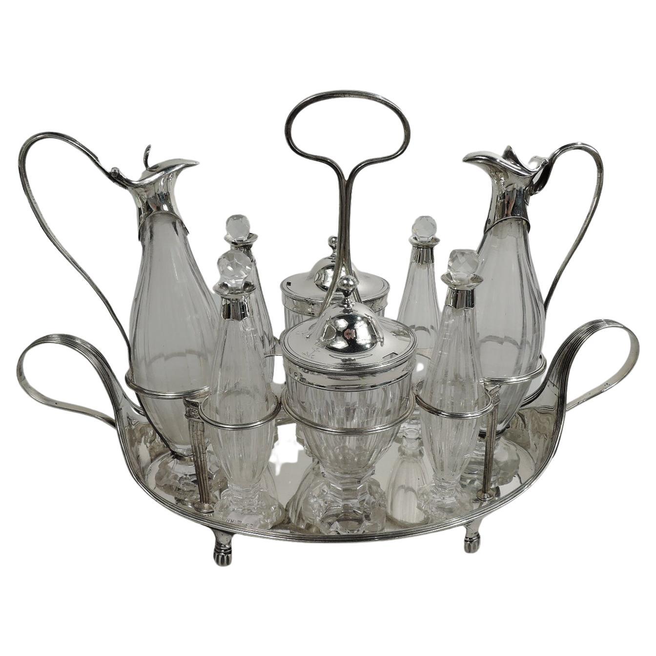 Antique English Georgian Rococo Sterling Silver Cruet Stand For Sale at ...