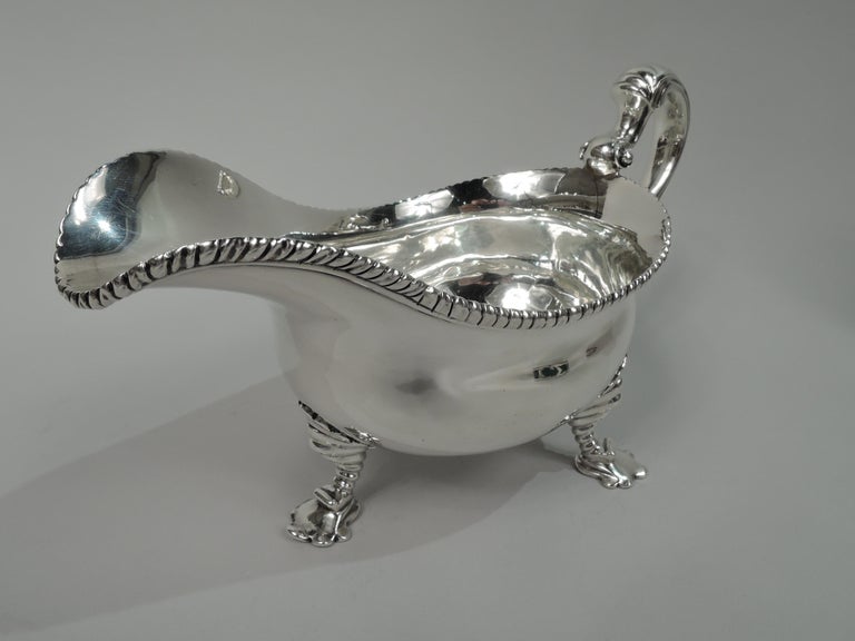 Antique English Georgian Sterling Silver Gravy Boat For Sale at 1stDibs