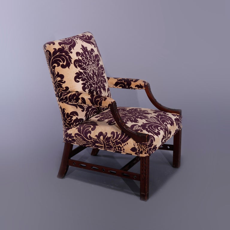 Antique English Georgian Style Upholstered Mahogany Lolling Chair ...