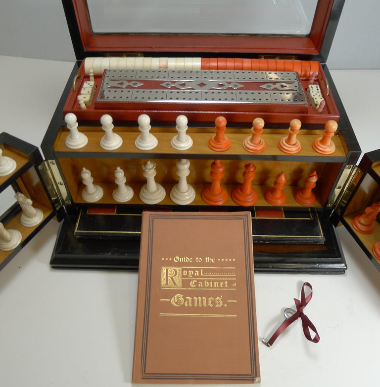 Antique English Glass Coromandel and Games Compendium / Box, circa 1880 ...