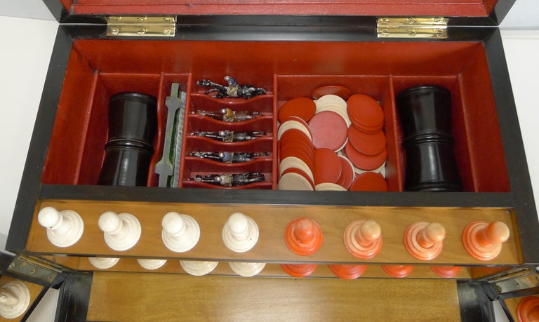 Antique English Glass Coromandel and Games Compendium / Box, circa 1880 ...