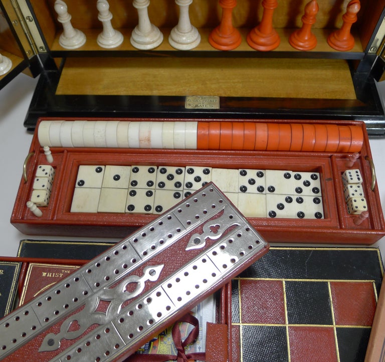 Antique English Glass Coromandel and Games Compendium / Box, circa 1880 ...