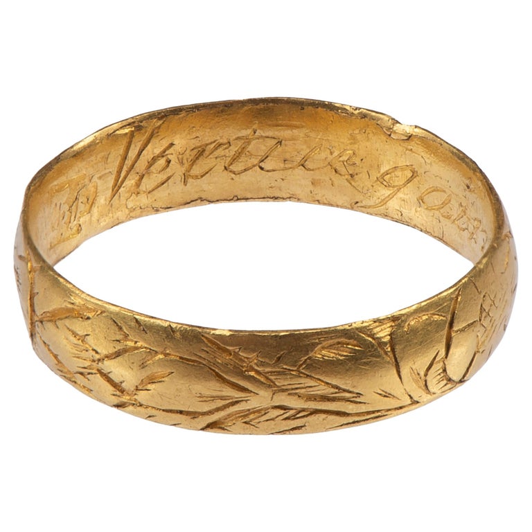 Antique English Gold Band Posy Ring For Sale at 1stDibs