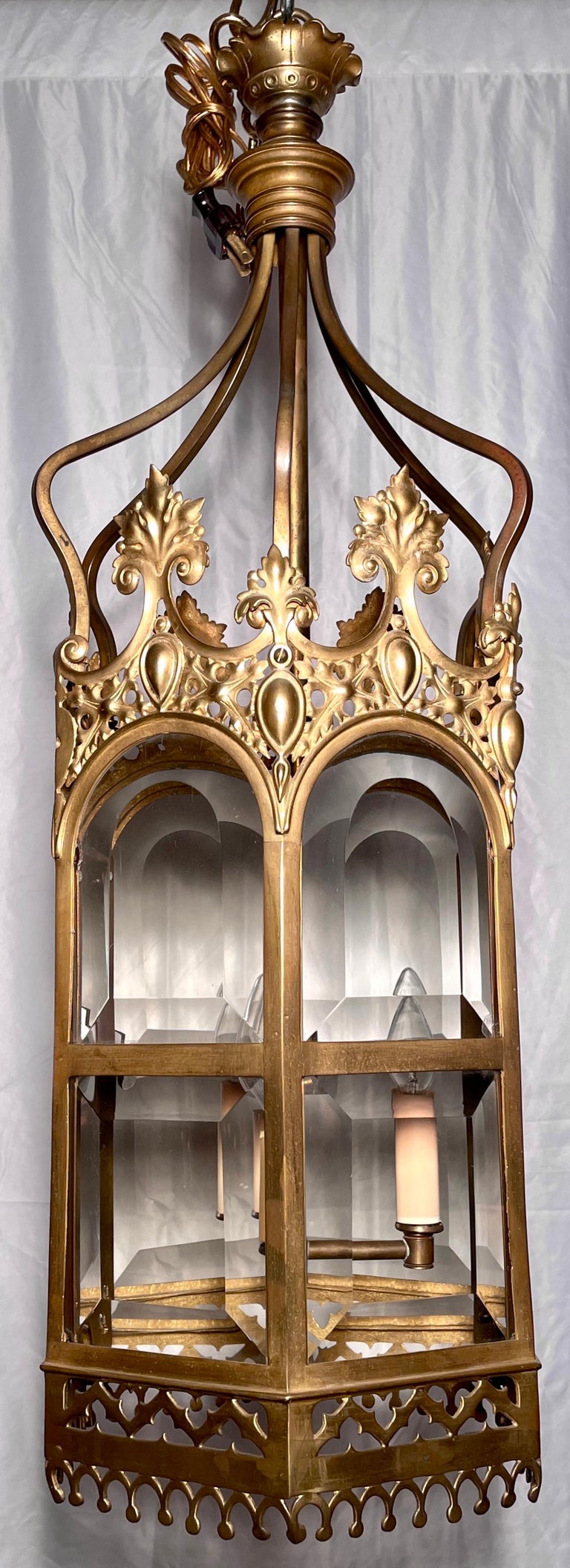 Antique English Gothic Gold Bronze Hall Lantern, Circa 1900. For Sale ...