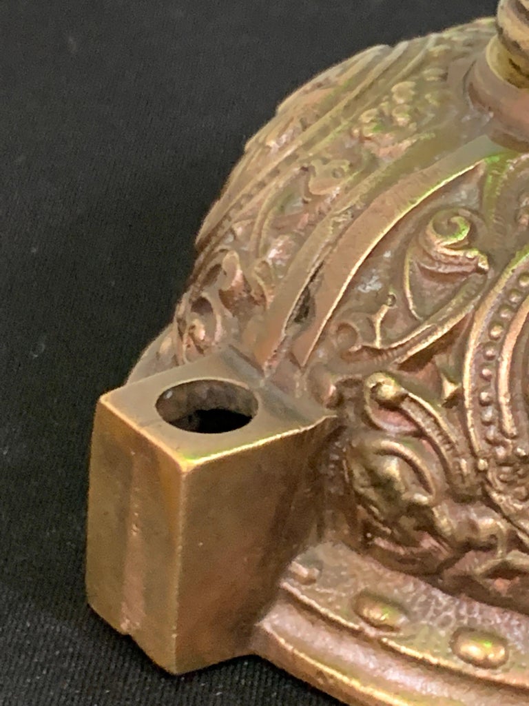 Antique English Gothic Emerald Green Glass Bronze Mounted Newel Post ...