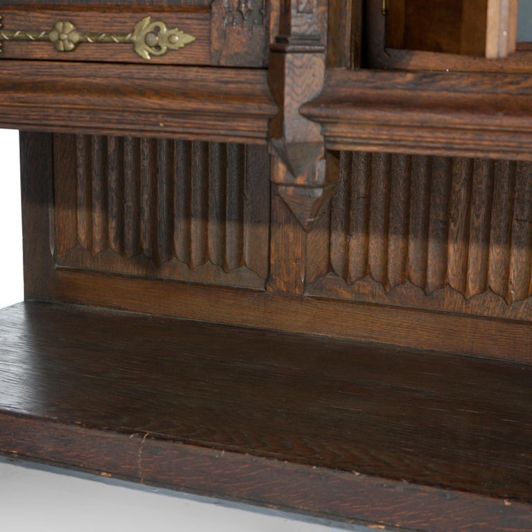 Antique English Gothic Figural Caved Oak Server, C1910 at 1stDibs