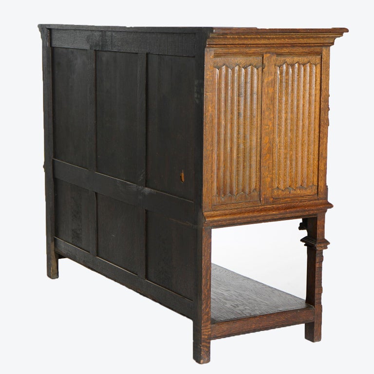 Antique English Gothic Figural Caved Oak Server, C1910 at 1stDibs