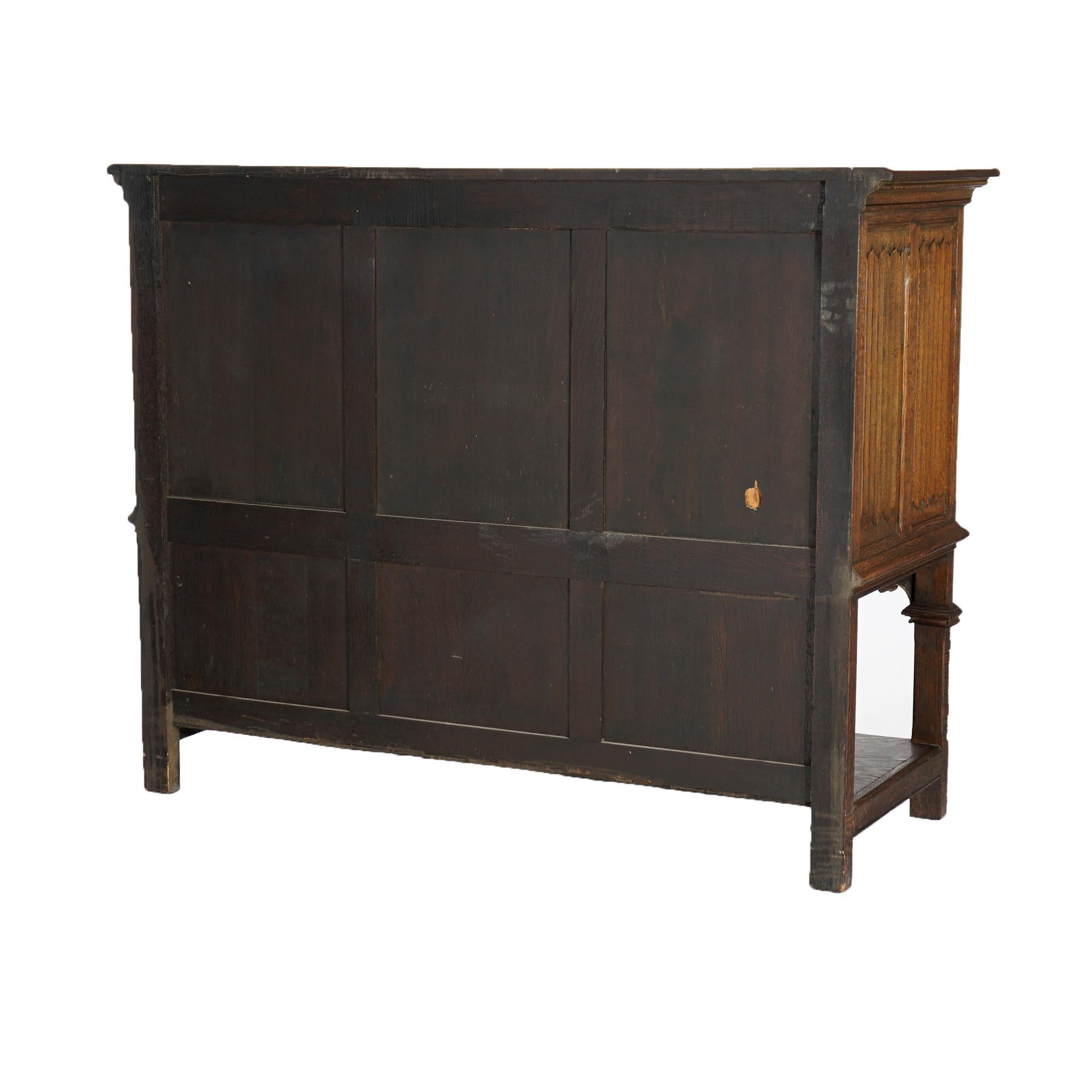 Antique English Gothic Figural Caved Oak Server, C1910 at 1stDibs