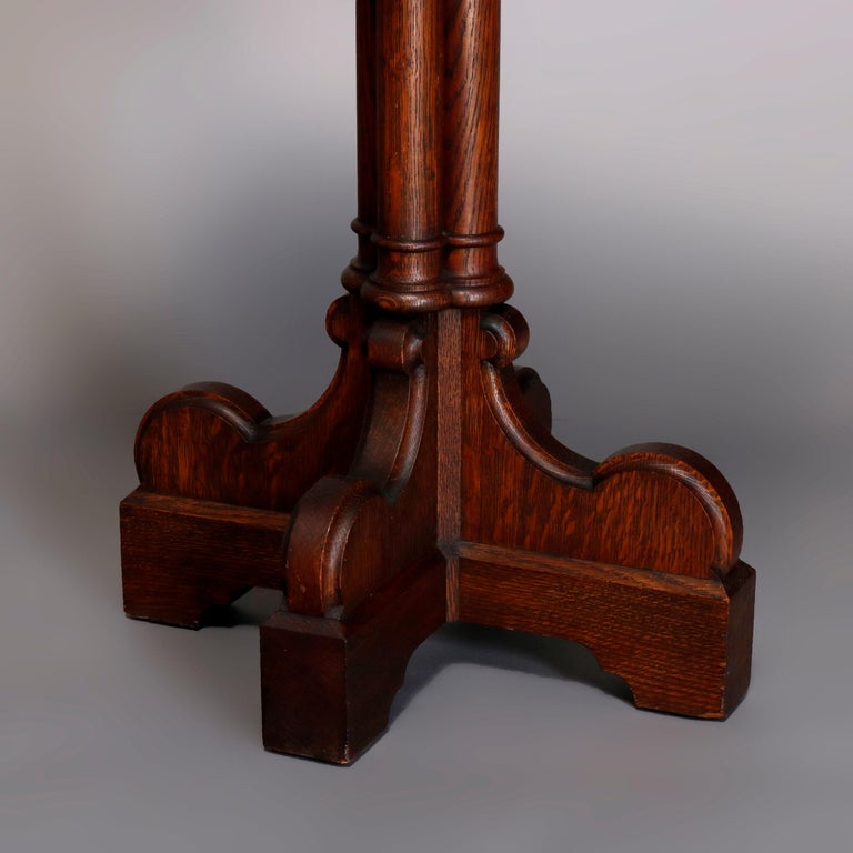 Antique English Gothic Quarter Sawn Oak Cluster Column Side Table, 19th ...