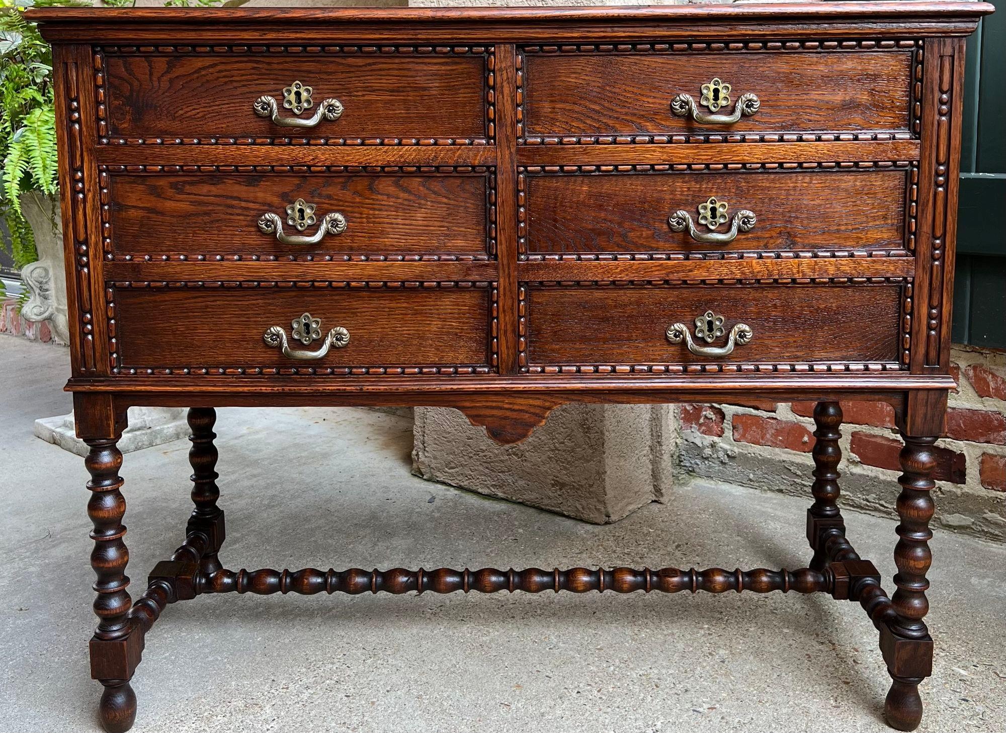 Antique English Hall Table Chest Sideboard Cabinet Jacobean Carved Oak ...