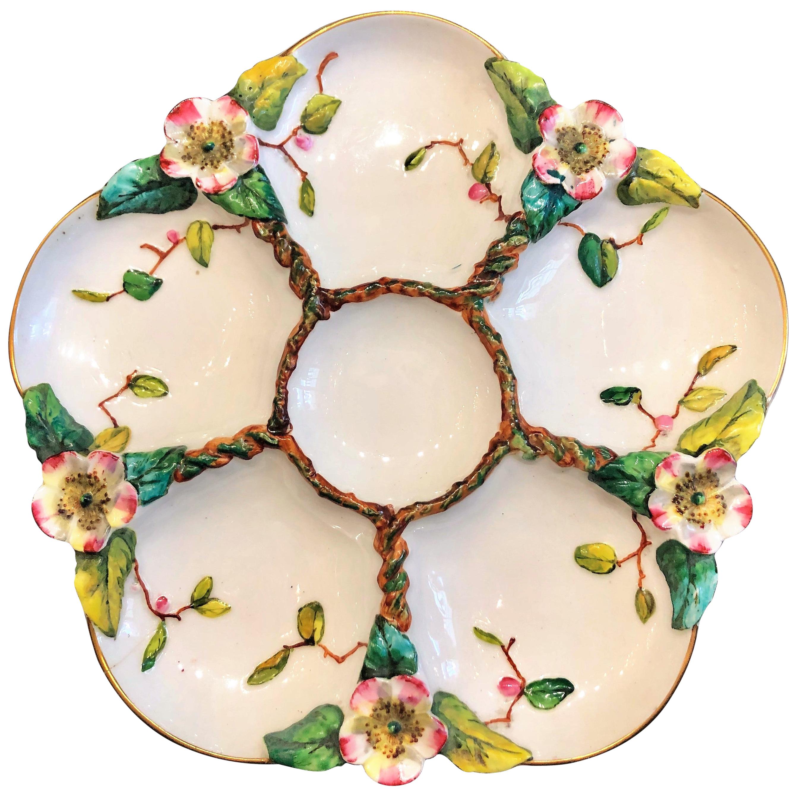Antique English Hand Painted Bodley Porcelain Oyster Plate, circa 1900 ...