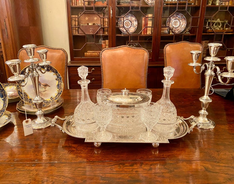 Antique English "Henry Atkins" Crystal and Silver Drinks and Biscuit ...