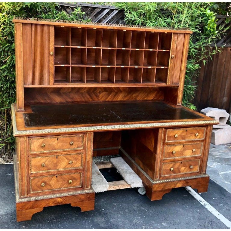 Antique English Hotel Writing Desk with Tambour Doors at 1stDibs