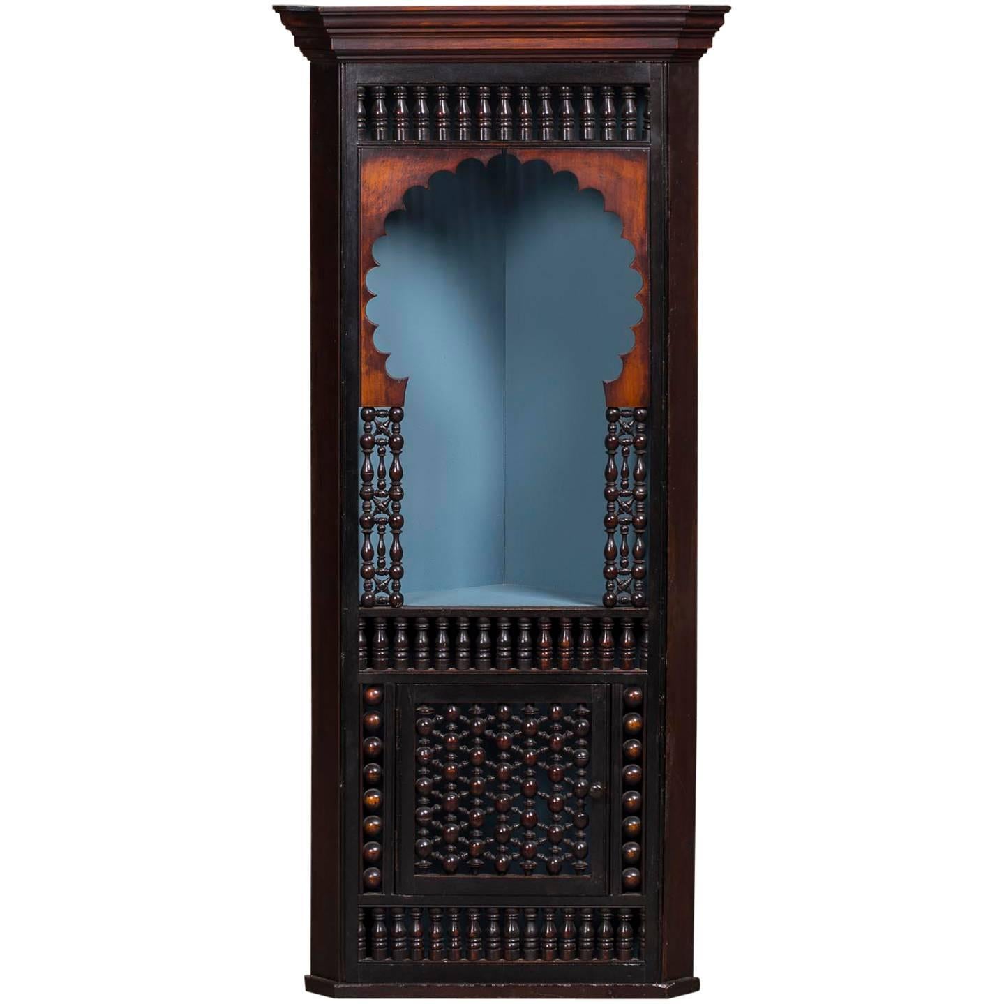Antique English Indian Anglo Raj Hanging Corner Cabinet, circa 1880 For ...
