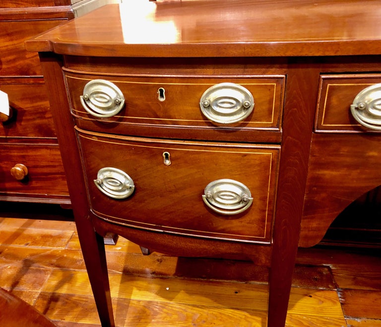 Antique English Inlaid Mahogany Hepplewhite Style George III Bow-Front ...