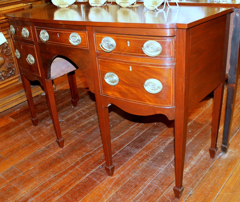 Antique English Inlaid Mahogany Hepplewhite Style George III Bow-Front ...