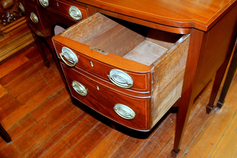 Antique English Inlaid Mahogany Hepplewhite Style George III Bow-Front ...