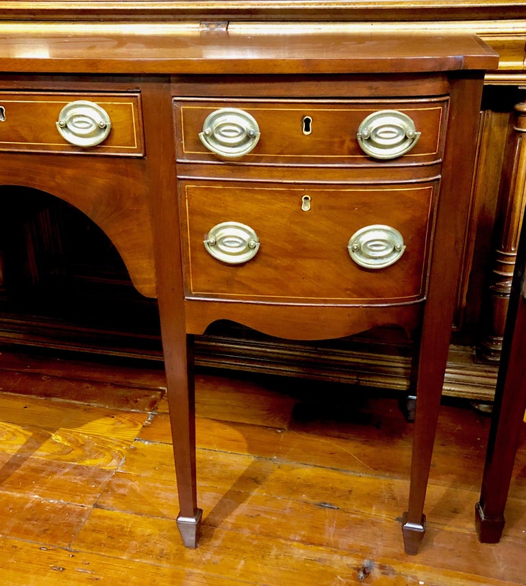 Antique English Inlaid Mahogany Hepplewhite Style George III Bow-Front ...