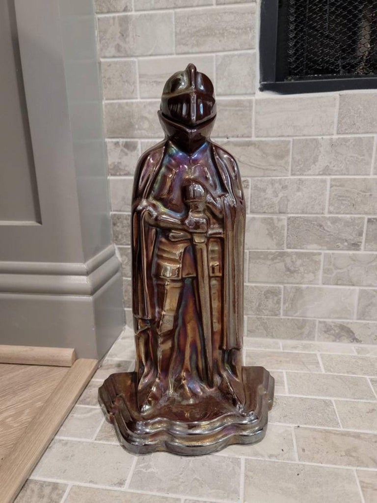 Antique English Iridescent Cast Iron Knight Fireplace Tool Set For Sale ...