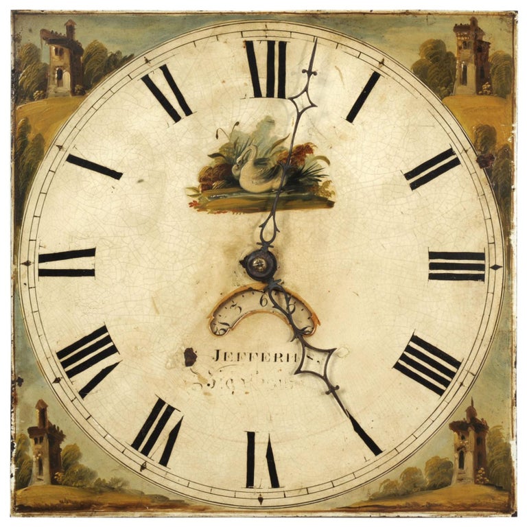 Antique English Iron Clock Dial Face, Swan, Fully Working at 1stDibs