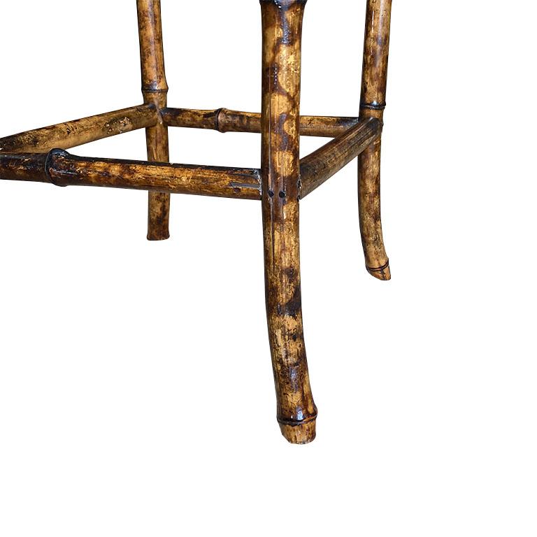 Antique English Japanned Octagonal Burnt Bamboo Wood Table in Red Bird ...